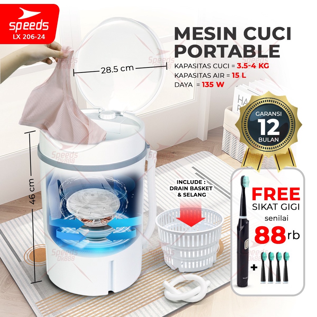 Jual SPEEDS Mesin Cuci Mini Portable Lipat Mini Folding Kapasitas 3.5 ...