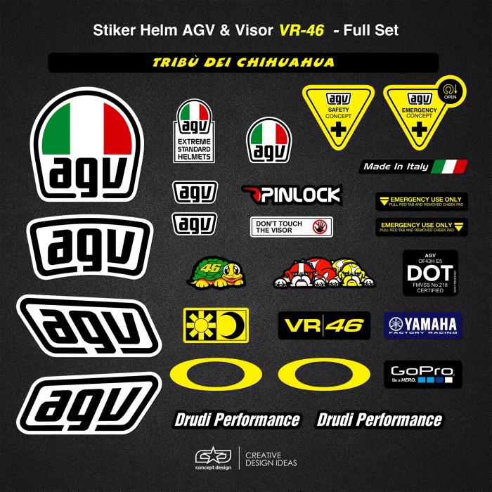 Jual Stiker / Sticker Helm Agv Full Set Edisi Valentino Rossi | Shopee ...
