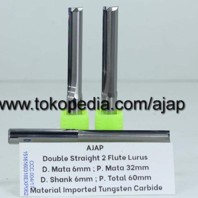 Jual Double Edge straight 2F 6mm router bits end mill mata profil kayu ...