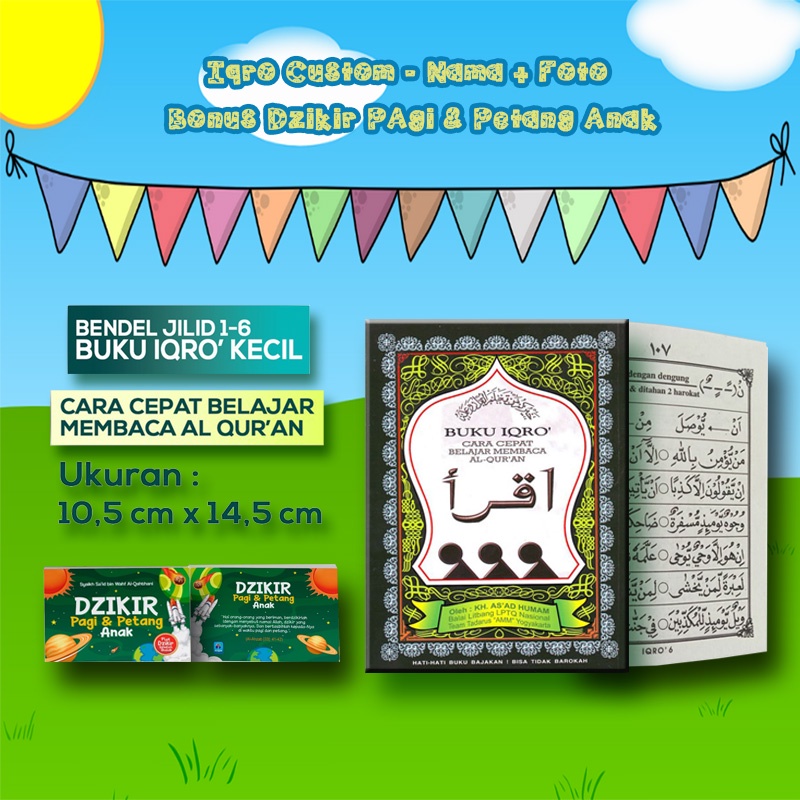 Jual Buku Iqro A5 HVS HITAM Custom Nama dan Foto BONUS Iqro juz amma ...