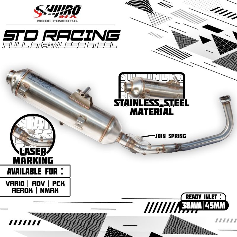Jual KNALPOT STANDAR RACING SHIJIRO TYPE STAINLESS STEEL FOR ADV N-MAX ...