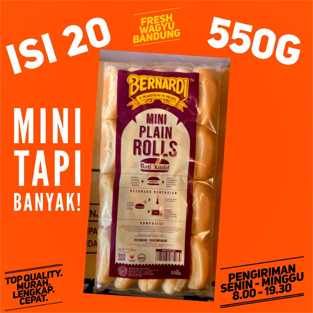 Jual BERNARDI ROTI HOTDOG POLOS MINI PLAIN ROLLS ISI 20 Premium Hot Dog ...