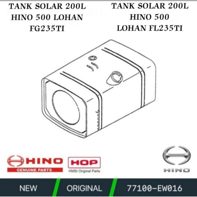Jual TANKI SOLAR 200 L HINO 500 LOHAN FG235TI PN 77100-EW016 FUEL TANKI ...