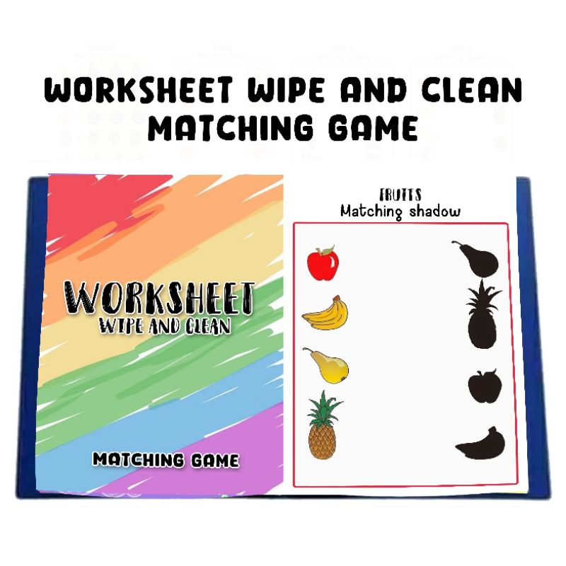Jual Worksheet Wipe and Clean Matching Game Toddler Preschool Buku ...