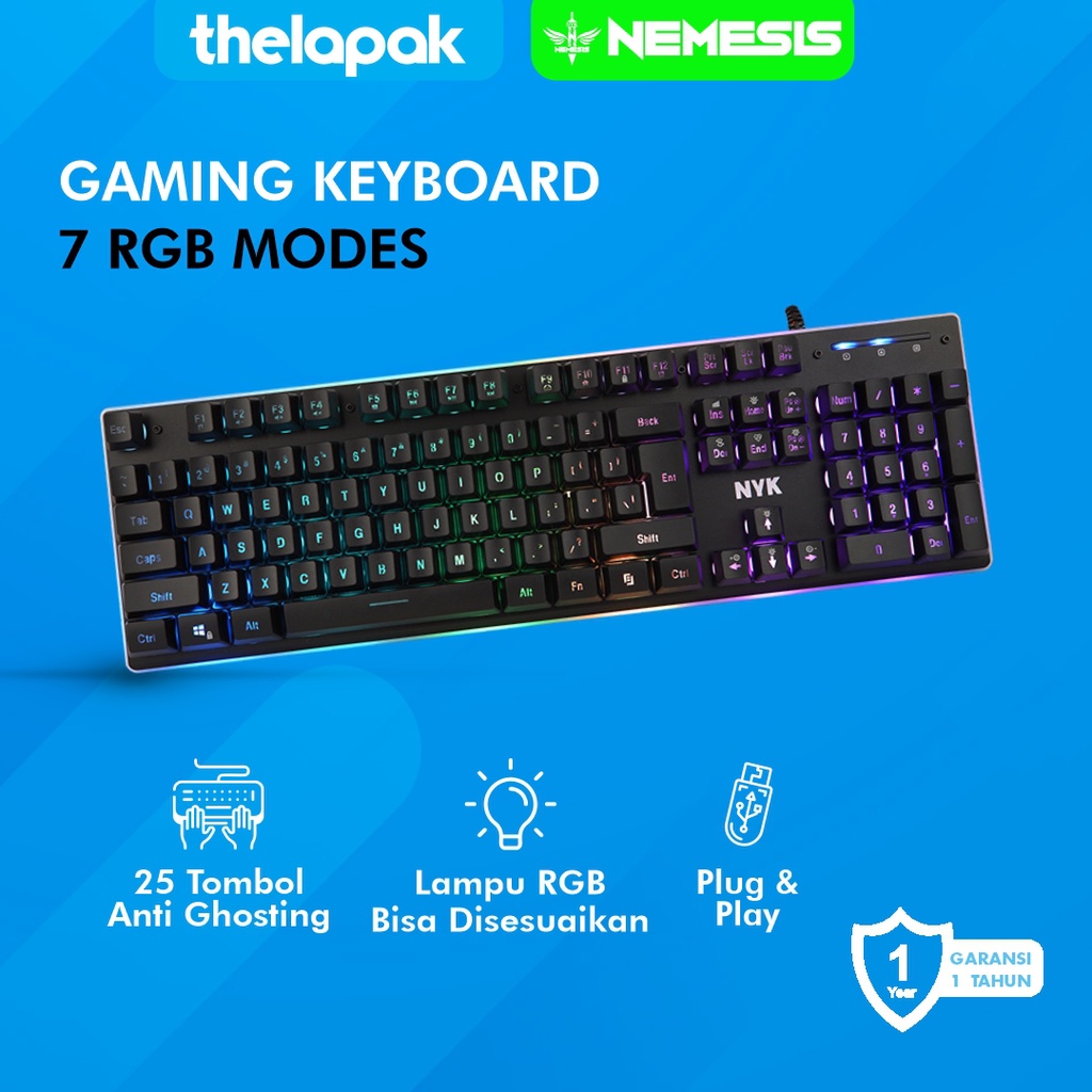 Jual Keyboard Gaming RGB NYK Nemesis Underglow Rubber Dome Keyboard 25 ...