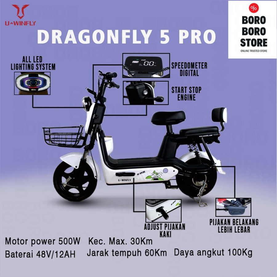 Jual SEPEDA LISTRIK DRAGON FLY 5+ DF5+ UWINFLY DRAGONFLY | Shopee Indonesia