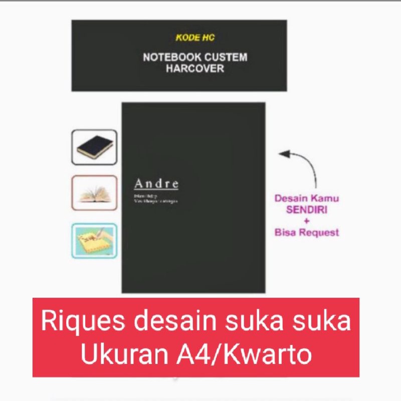 Jual Bloknote Custem ukuran A4/ Kwarto 200 lmbar | Shopee Indonesia