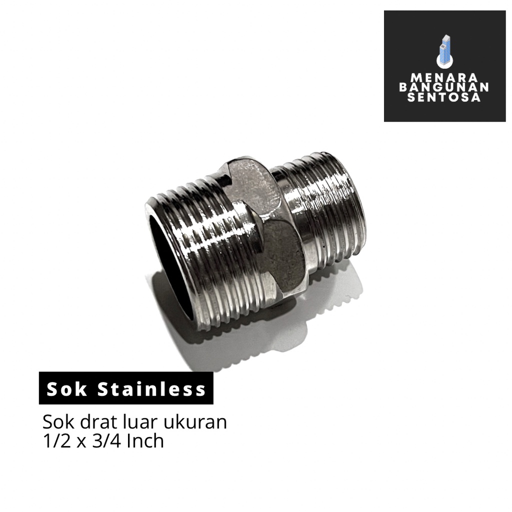 Jual Double Nepel Stainless 1/2 x 3/4 Inch / Sock Neple Sambungan Pipa / Kran | Shopee Indonesia