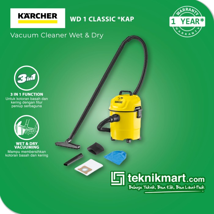 Jual KARCHER WD 1 CLASSIC *KAP 1200 WATT VACUUM CLEANER WET & DRY ...
