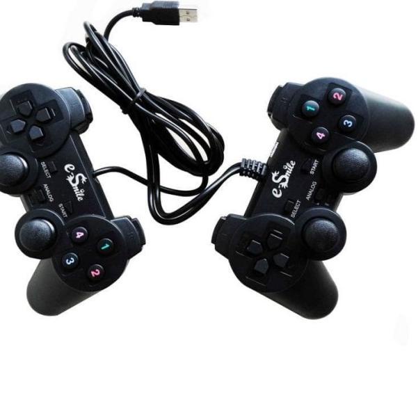 Jual Gamepad Double Hitam E-Smile PC Dual Shock Controller USB | Shopee ...