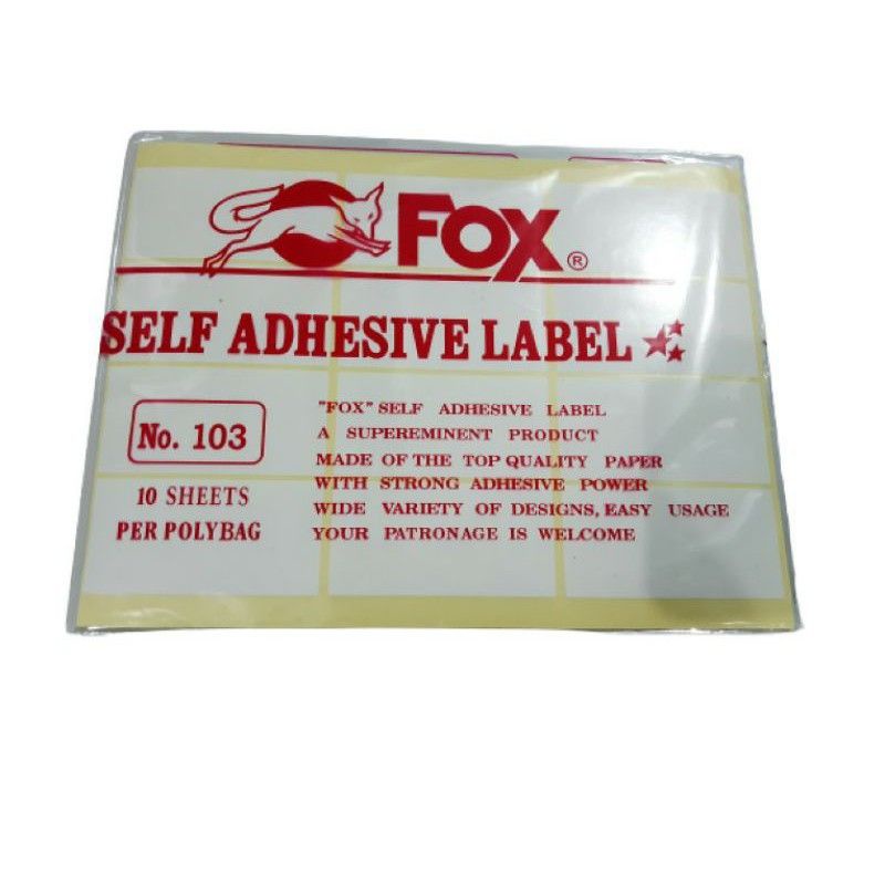 Jual Kertas Label Fox No.103 // SELF ADHESIVE LABEL | Shopee Indonesia