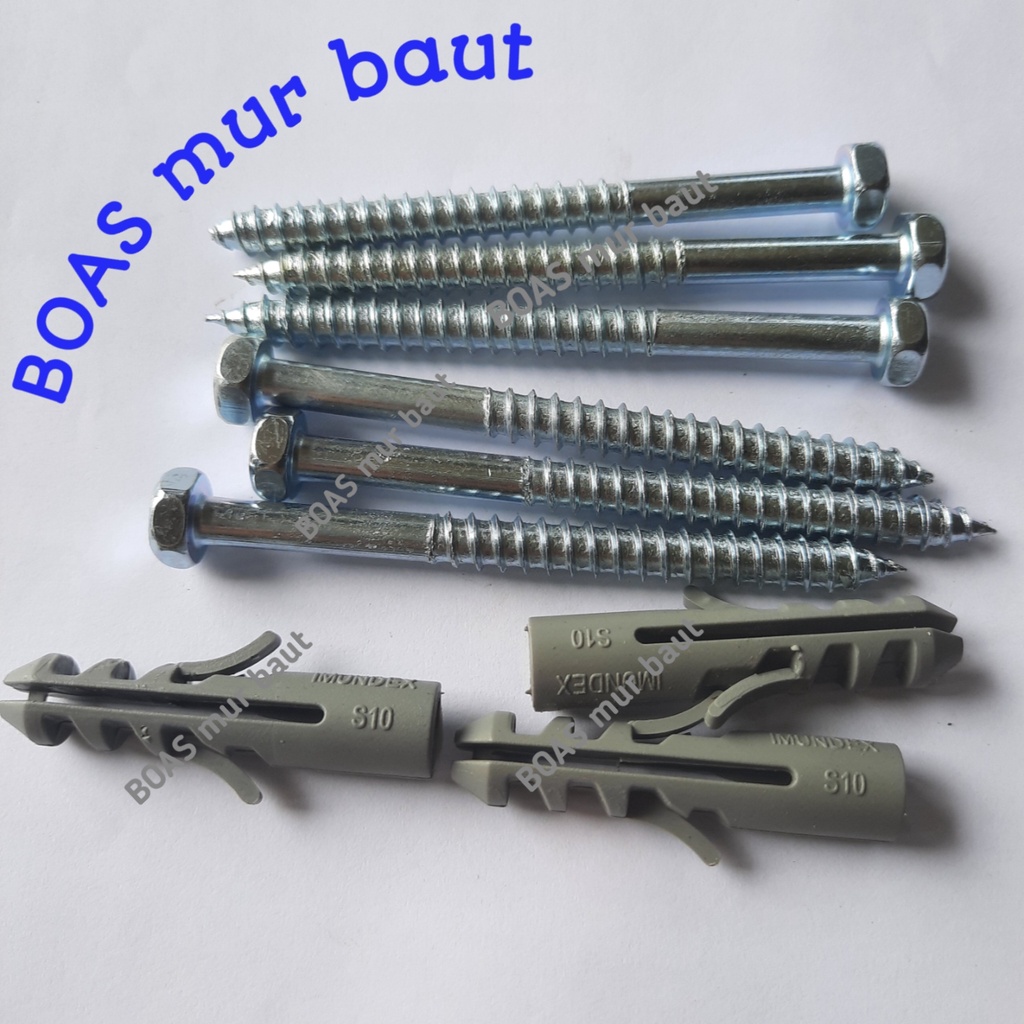 Jual Baut Tembok 7.5 cm + S10 Kunci 10 1/4x3 isi 10pcs boasmurbaut ...
