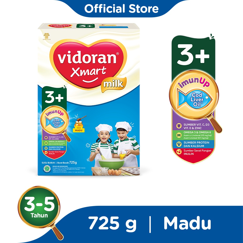 Jual VIDORAN Xmart 3+ ImunUp Madu Box - 725g | Shopee Indonesia