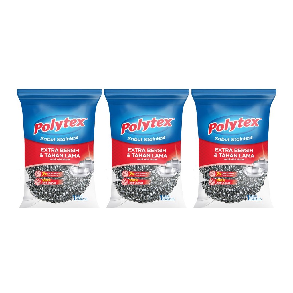 Jual Polytex Sabut Stainless Extra Bersih & Tahan Lama 3 pcs | Shopee ...