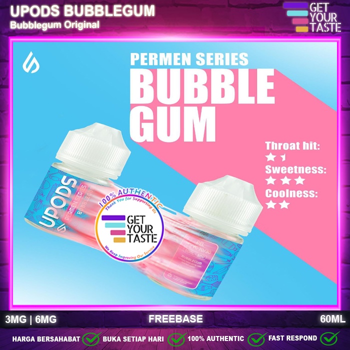 Jual Liquid Upods Bubblegum Original Freebase 60ML by Upods Indonesia ...