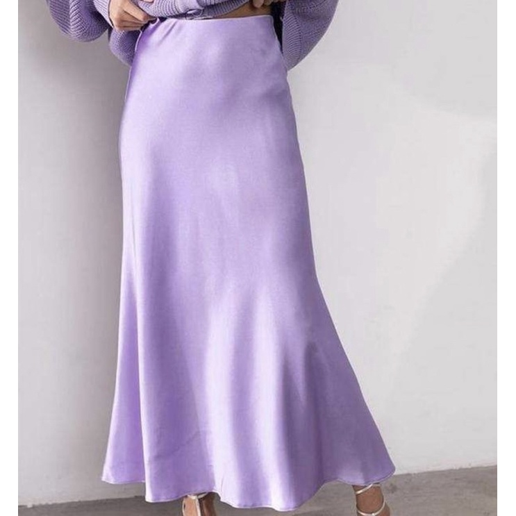 Jual ALINE MIDI SKIRT SATIN / ROK SATIN / MIDI SKIRT SILK / READY STOCK ...