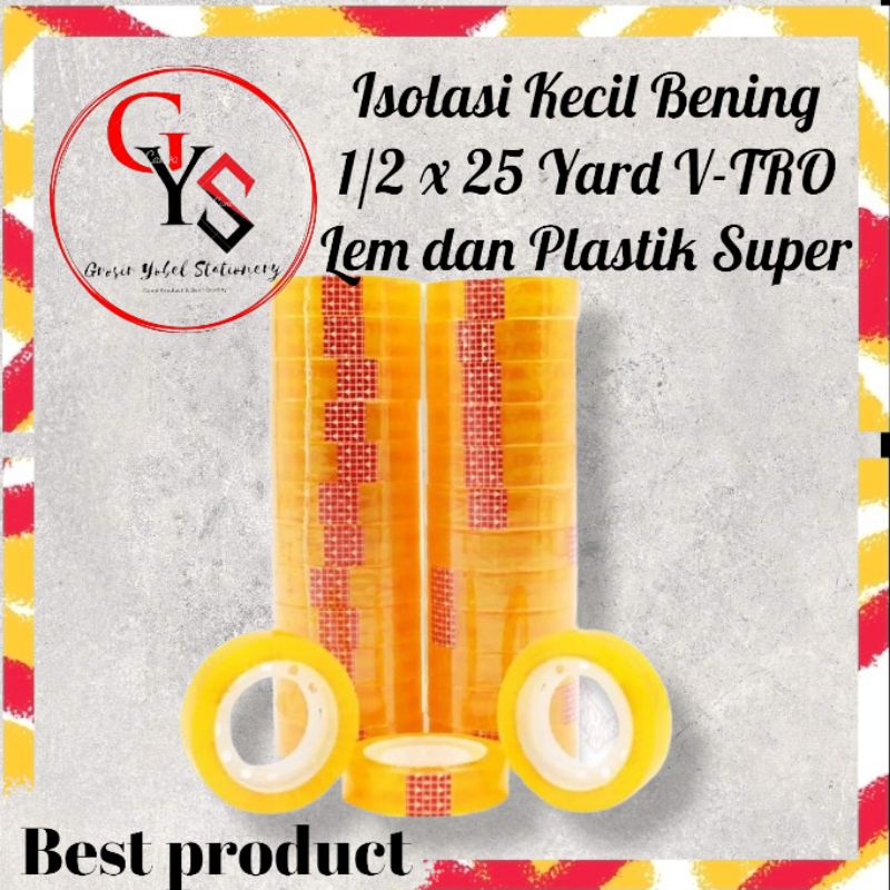 Jual Isolasi 1/2x25 yard bening V-TRO(1 Pcs) /Stationery Tape Clear ...