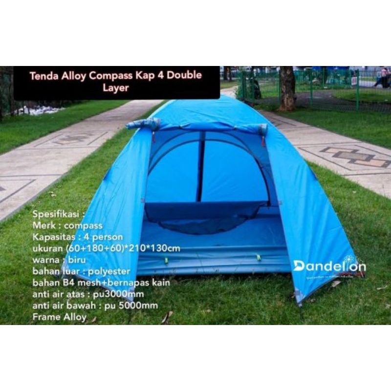 Jual Tenda Alloy Compass Kap 4 Double Layer / TENDA CAMPING | Shopee ...