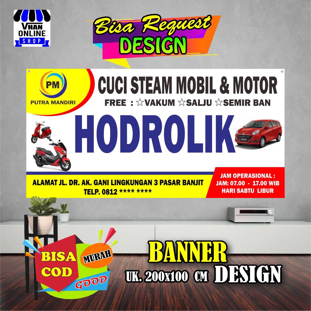 Jual Cetak Spanduk Banner Cuci Mobil Dan Motor, Steam Mobil dan Motor ...