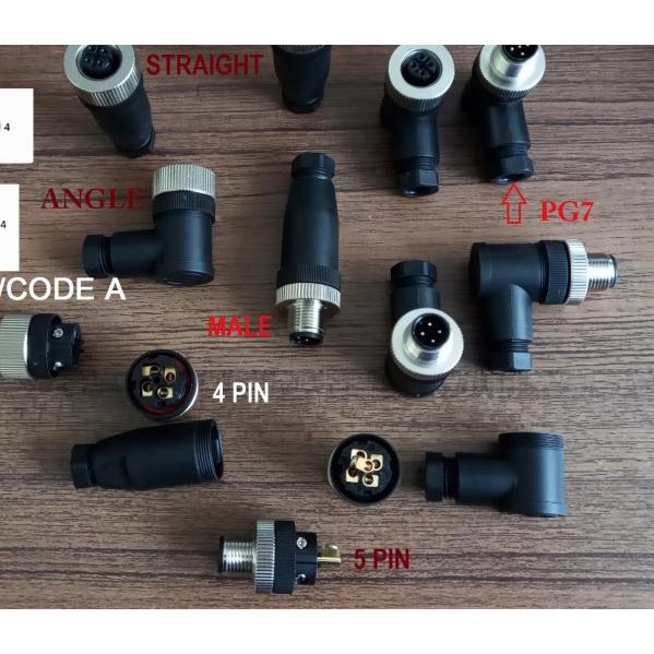 Jual Sensor Konektor M12, Male, 4 Pin, Straight/Angle | Shopee Indonesia