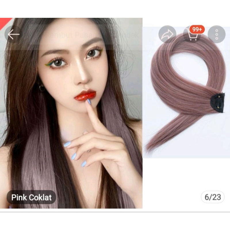 Jual hairclip color warna helai lembar rattan pink coklat ash peek a ...