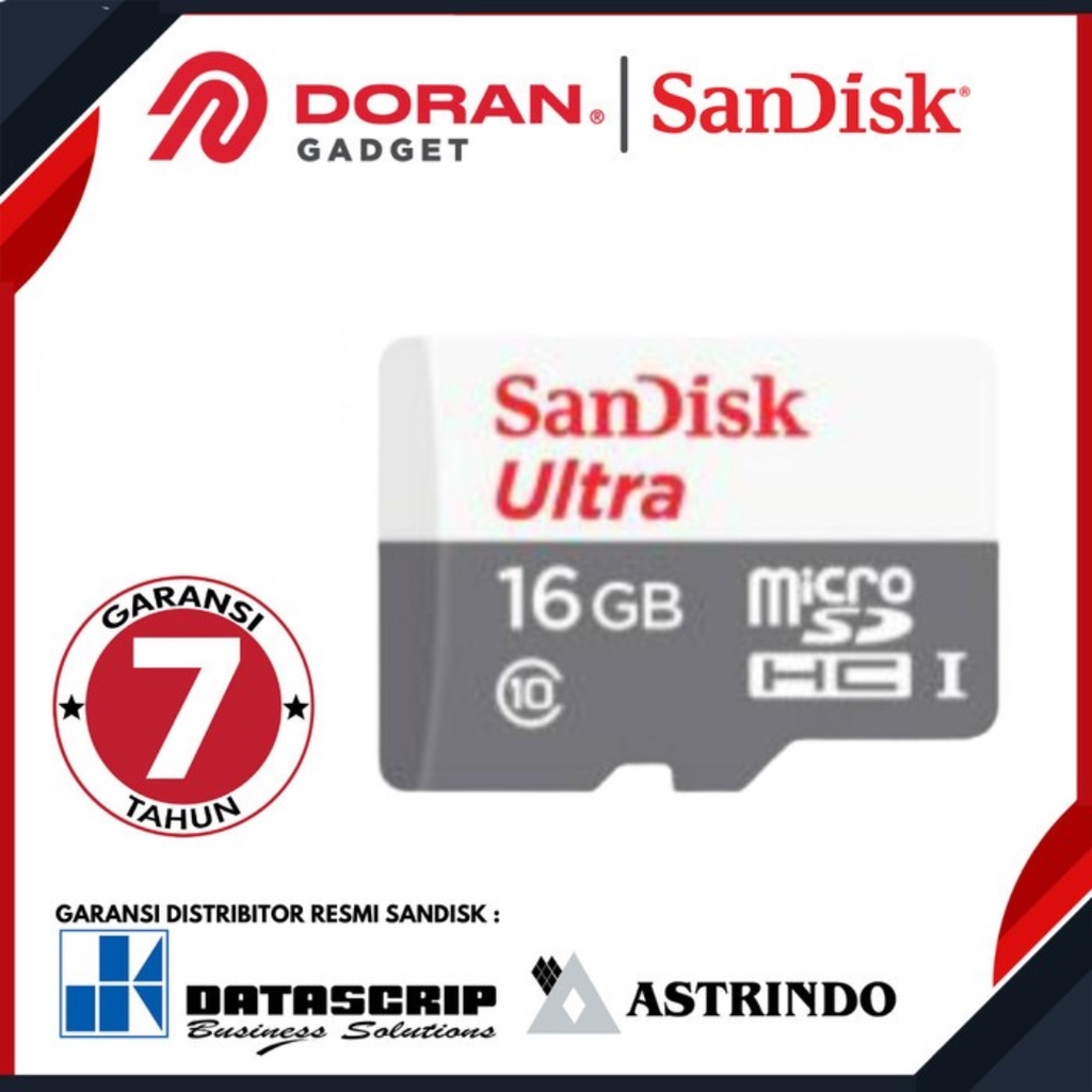 Jual Sandisk Micro SD 16GB CL10 80Mbps (NA) Memory Card 16GB MMC 16GB - Garansi Resmi 7 Tahun ...