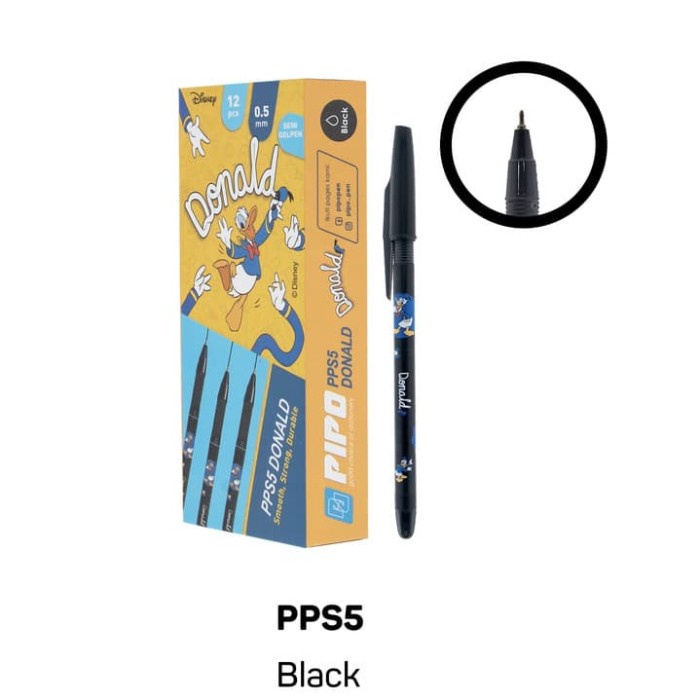 Jual Pipo Pen Gel Pps5 Hot Print Donald Duck Tinta Hitam Pulpen Satuan ...