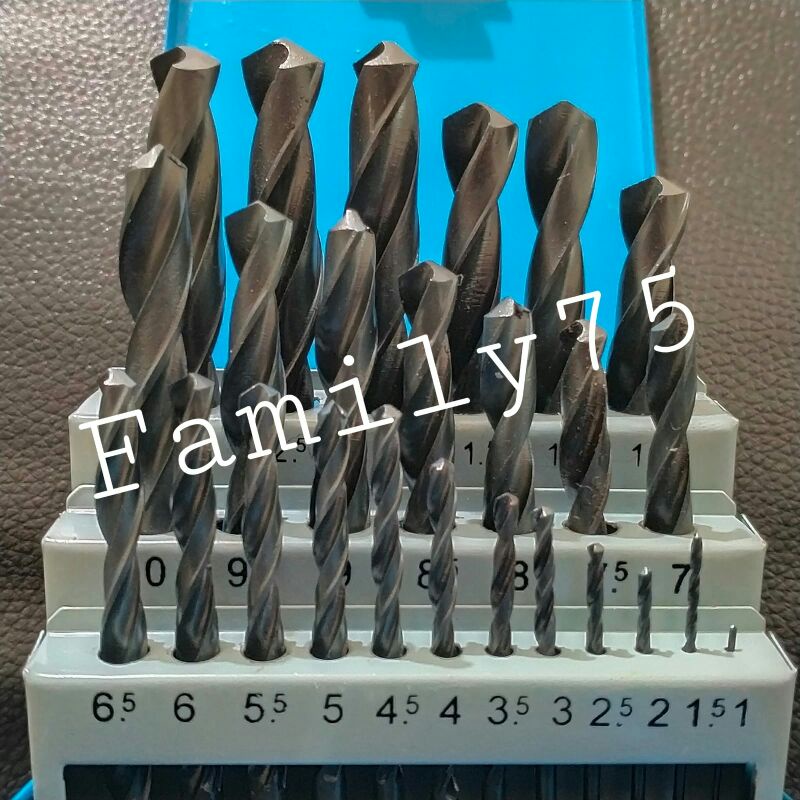 Jual Mata Bor Besi Set 25pcs HSS 1mm - 13mm box besi kaleng set 25pc ...