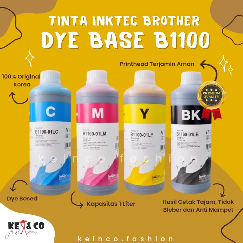 Jual TINTA REFILL INKTEC BROTHER B1100 DYE BASE DAN B6000 PIGMENT PRINTER BROTHER INKJET KEMASAN ...