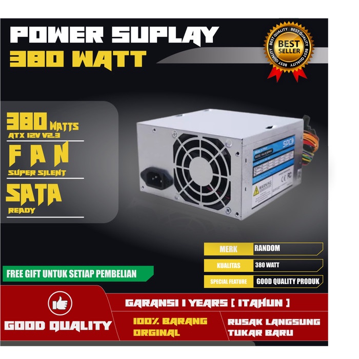 Jual POWER SUPPLY 380W power supply PC 380watt ORIGINAL BERAGRANSI ...