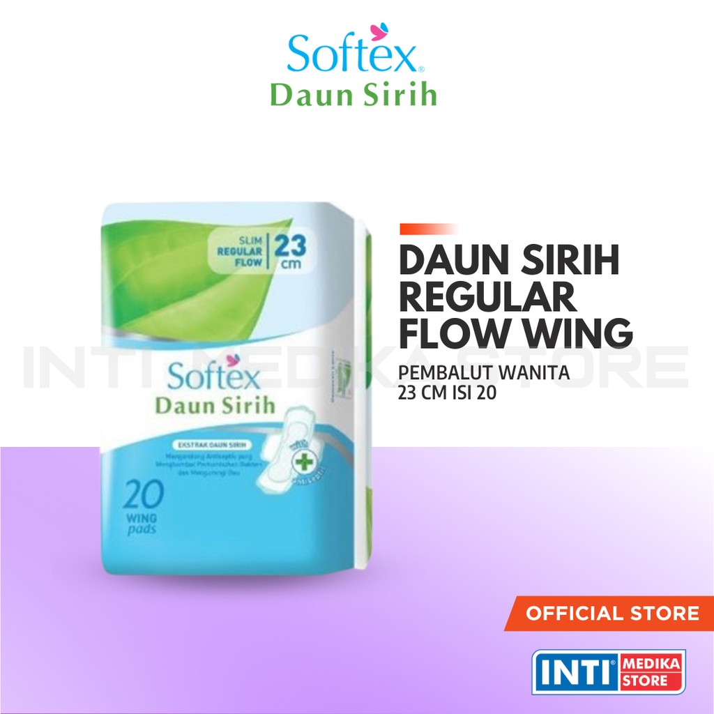Jual SOFTEX - Pembalut Wanita Daun Sirih REGULAR FLOW Wing 23cm Isi 20 ...