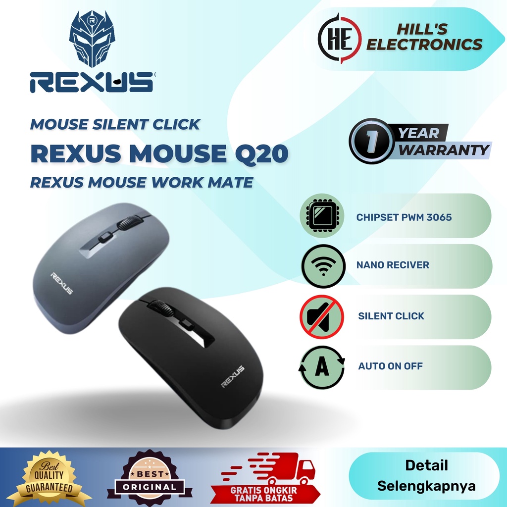 Jual Rexus Q20 Mouse Wireless Office Silent Click | Shopee Indonesia