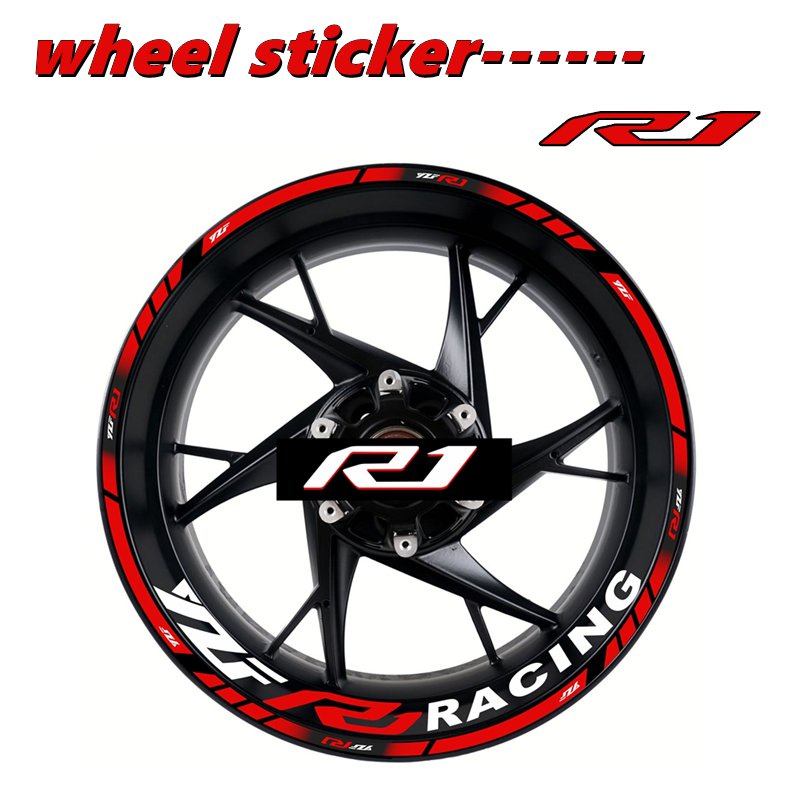 Jual &For Yamaha YZFR1 Motorcycle Decal Set Decorative Wheel Hub Yzf R1 ...