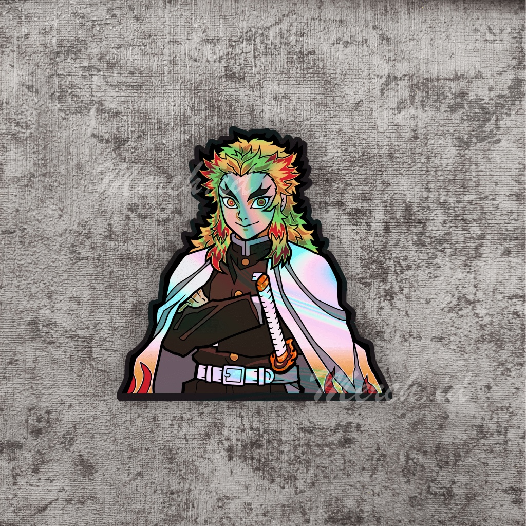 Jual Stiker anime hologram aesthetic rengoku demon slayer | Shopee ...