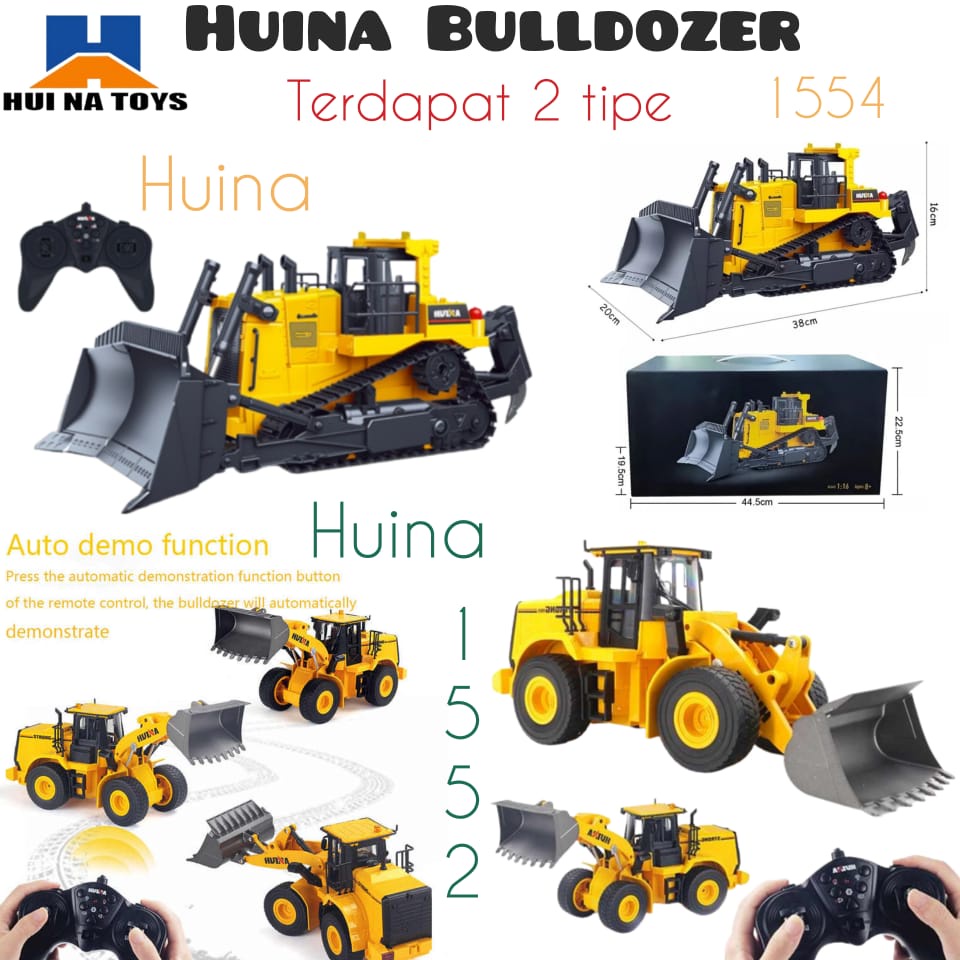 Jual RC Huina 1552 1554 Semi Alloy Heavy Bulldozer Konstruksi Alat ...