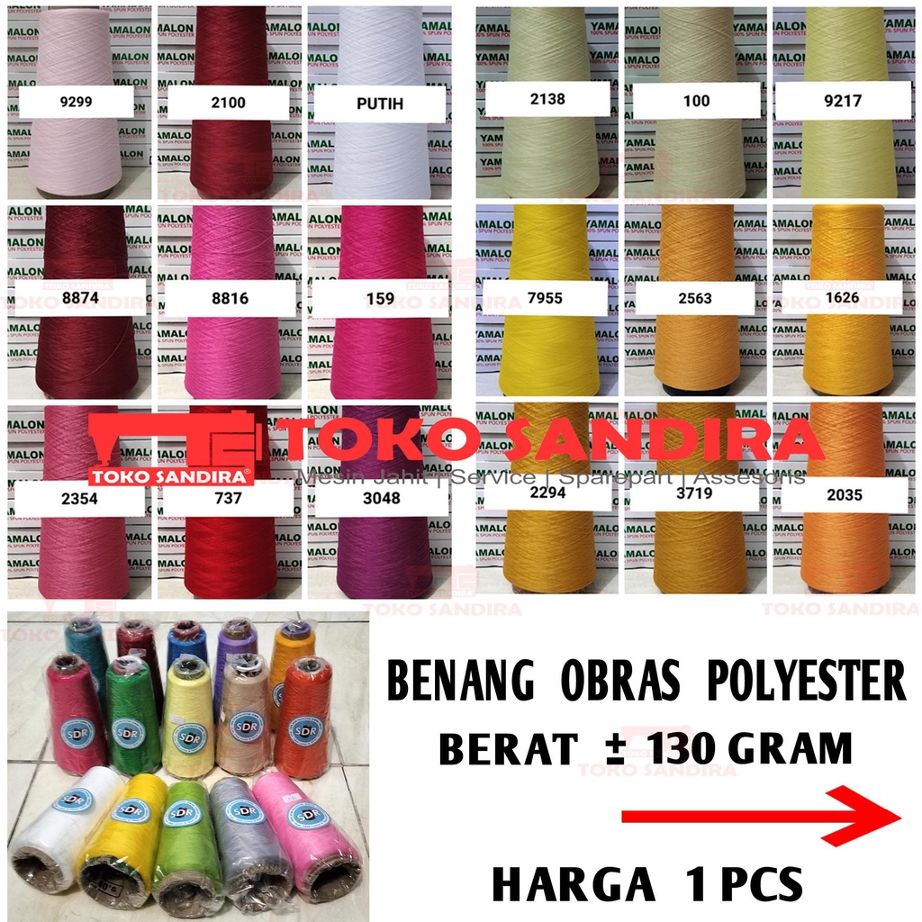 Jual 1 Pcs Benang Obras Polyester komplit (130 gram -+) Benang obras ...
