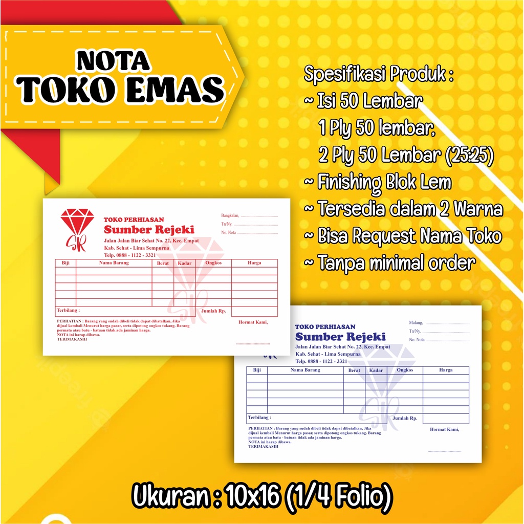 Jual NOTA TOKO EMAS 001 | Shopee Indonesia