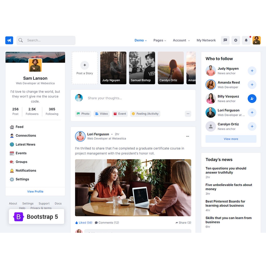 Jual Bootstrap 5 - Social Network, Community and Event Theme (HTML ...