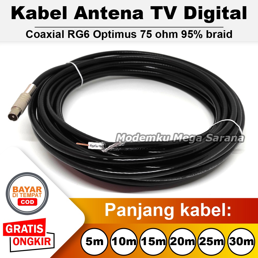 Jual Kabel Antena TV Digital RG6 Coaxial 75 Ohm Spectra + Jack Male Besi | Shopee Indonesia