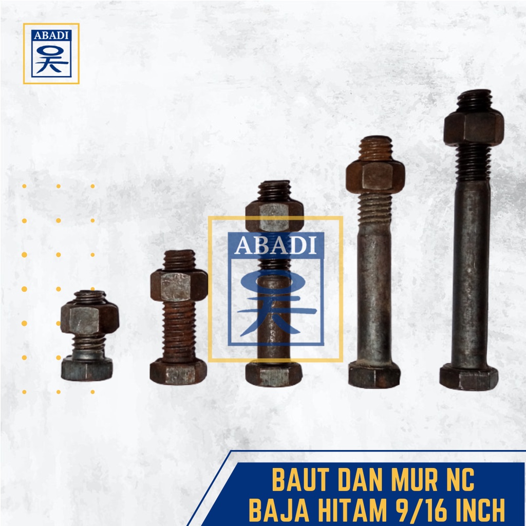 Jual BAUT DAN MUR NC BAJA HITAM 9/16 X 2 1/2 INCH - 4 INCH | Shopee ...