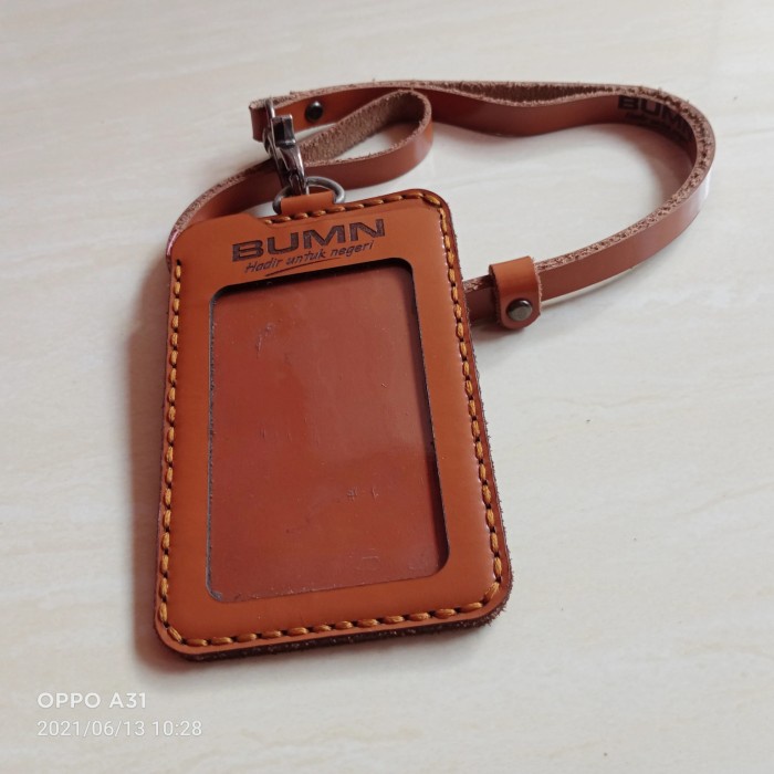 Jual Name Tag Tali Gantungan Name Tag Id Card Kulit Asli Logo Bumn ...