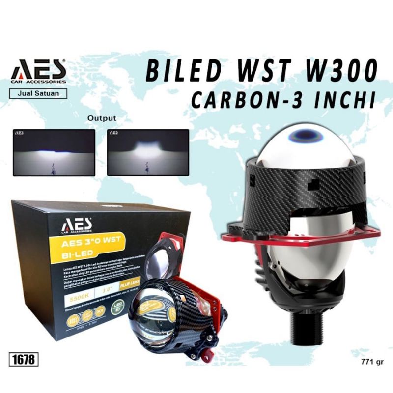 Jual BILED AES WST 3 inch carbon Biled AES WST W300 carbon headlight ...