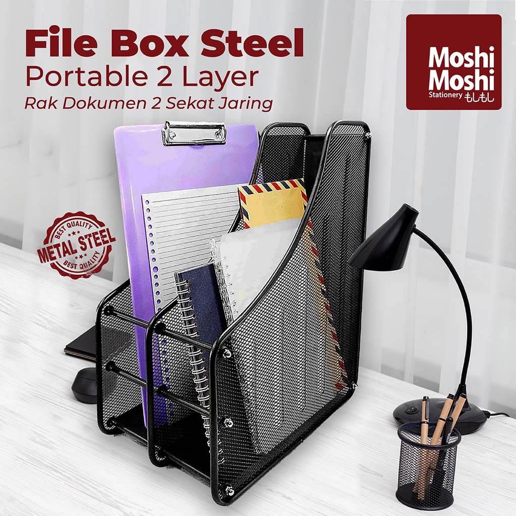 Jual File Box Foldable Steel 2 Layer Rak Penyimpanan Dokumen 2 Sekat ...