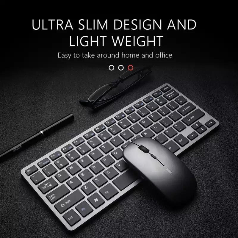 Jual Rechargeable Wireless Keyboard and Mouse Set Mute Stylish Ultra ...