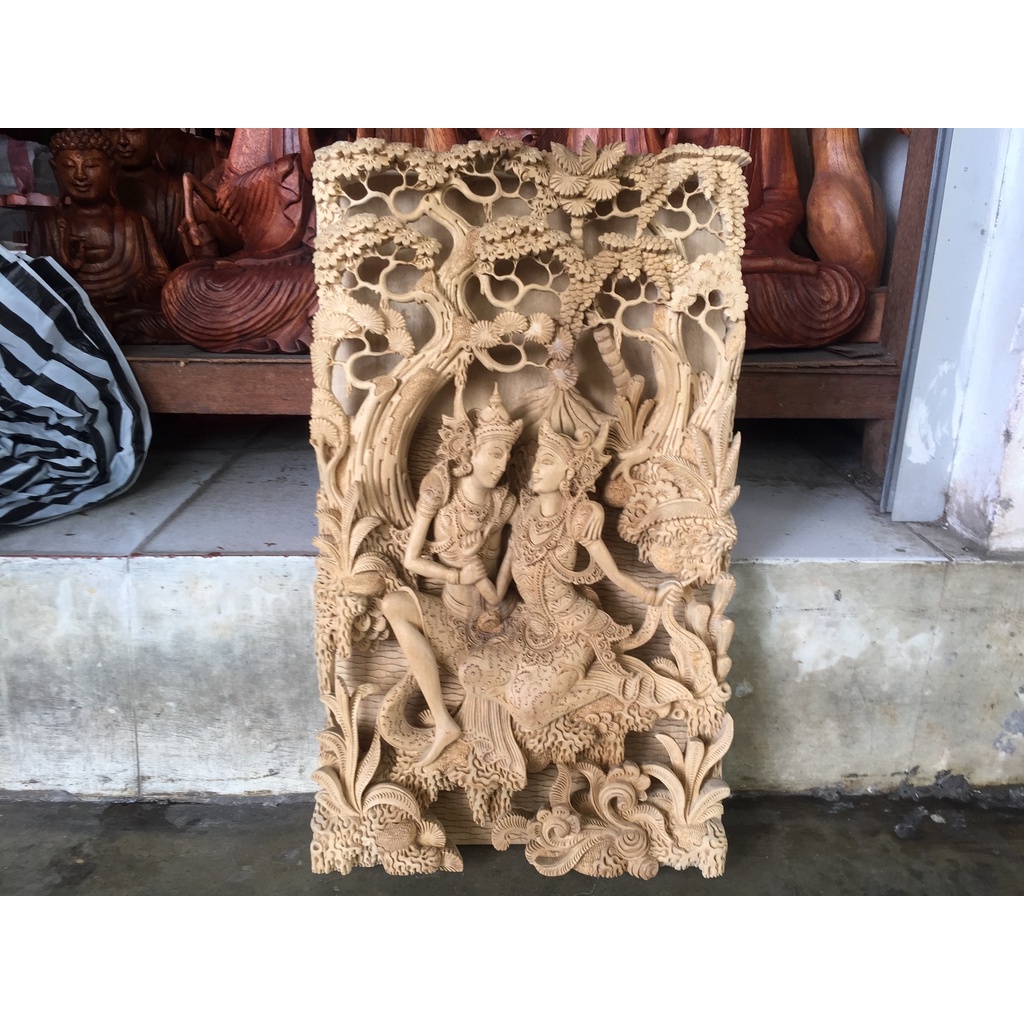 Jual Ukiran Kayu Bali Hiasan Dinding Patung Buatan Tangan Ukuran 50 x ...