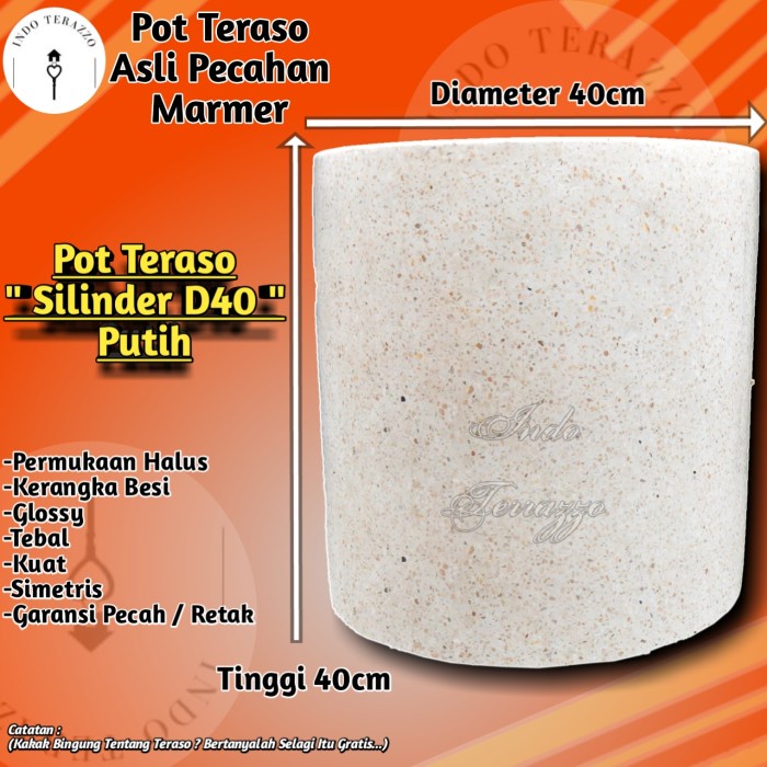Jual INDO TERRAZZO POT TANAMAN KERAMIK TERASO MARMER TIPE SILINDER D40 ...
