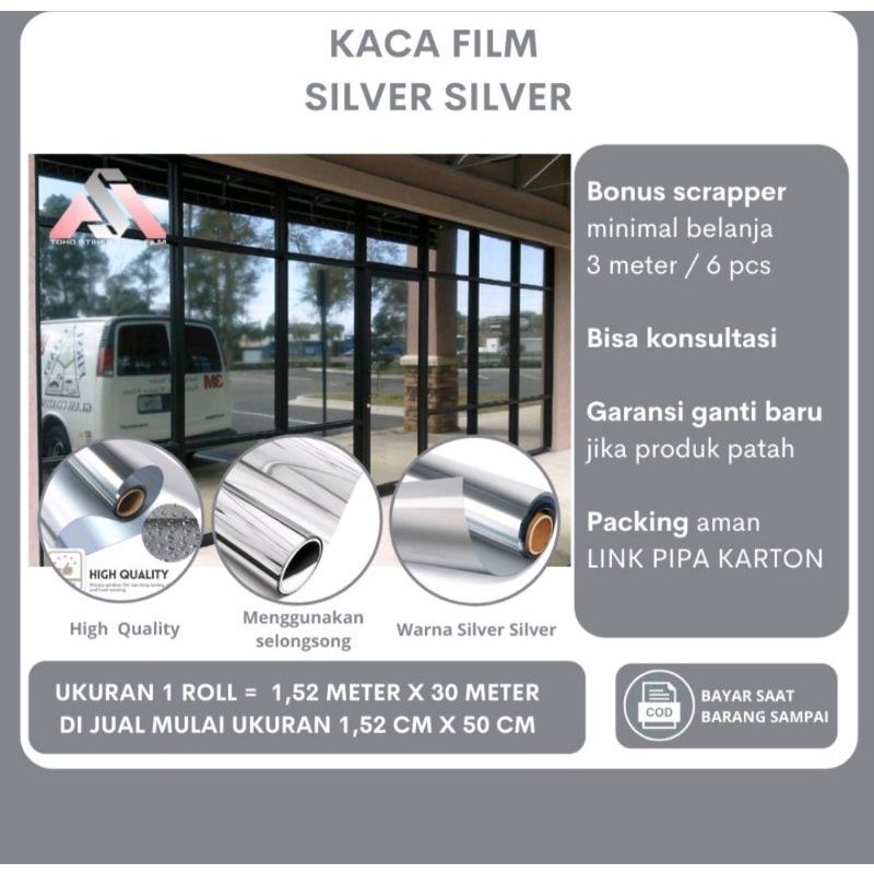 Jual Stiker Kaca Film One Way Cermin Silver - Silver Kaca Film Mobil Kaca Film Penolak Panas Uv ...