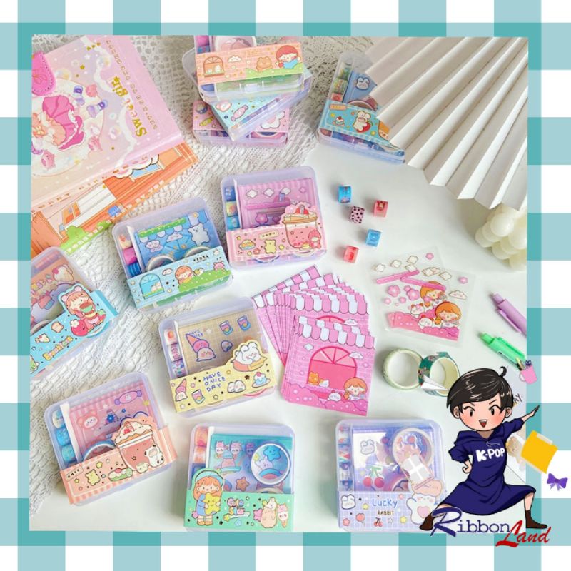 Jual DIY Set Box Dekorasi 3 in 1 Washi Tape Kertas Memo dan Stiker ...