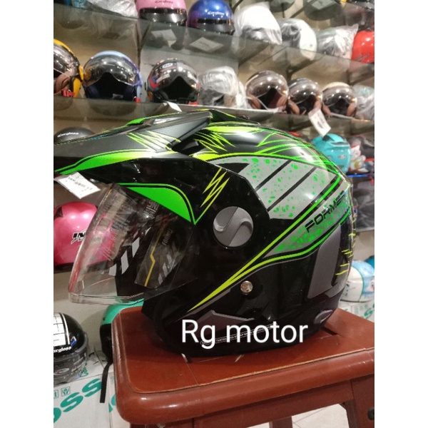 Jual HELM CARGLOSS FORMER MOTIF MONSTER GREEN 1/HELM SEMI CROSS ...