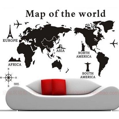 Jual Wall Sticker Dinding Map of the World Stiker Dinding Wallsticker ...